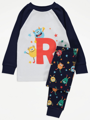 Navy Monster Letter R Alphabet Pyjamas | Sale & Offers | George at ASDA