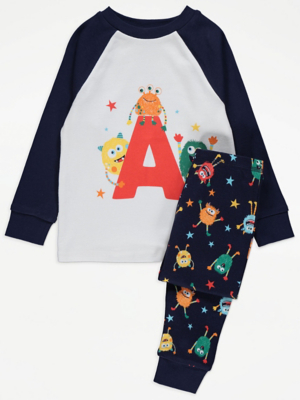 Navy Monster Letter A Alphabet Pyjamas | Kids | George at ASDA