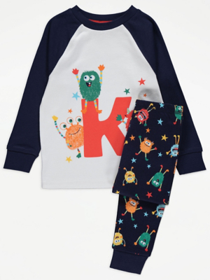 Navy Monster Letter K Alphabet Pyjamas | Kids | George at ASDA
