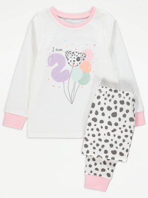 White I Am 2 Dalmatian Balloon Birthday Pyjamas | Kids | George at ASDA