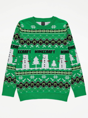 Minecraft Green Christmas Jumper | Kids | George at ASDA