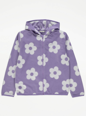 Lilac Daisy Zip Through Fleece Hoodie | Kids | George at ASDA