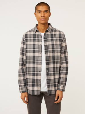 Grey Checked Long Sleeve Shirt | Men | George at ASDA