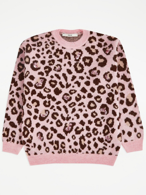 Pink Animal Knit Sequin Jumper | Kids | George at ASDA