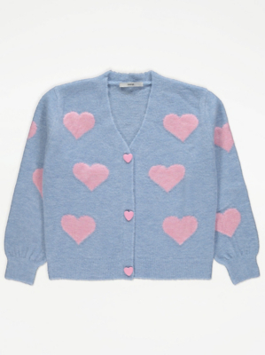 Light Blue Heart Button Up Cardigan | Kids | George at ASDA