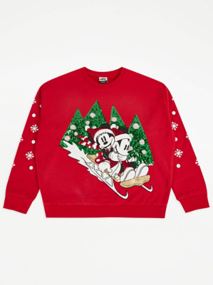 Disney Mickey Mouse Red Christmas Sequin Jumper | Kids | George at ASDA