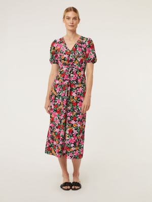 Bright Floral Print Twist Front Midi Dress | Women | George at ASDA