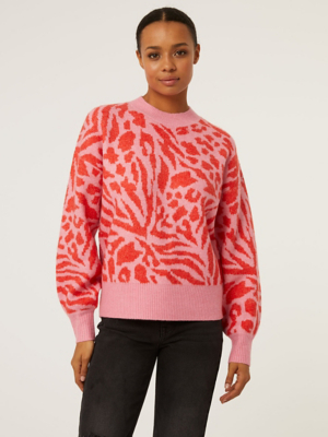 Pink Animal Print Knitted Jumper | Sale & Offers | George at ASDA