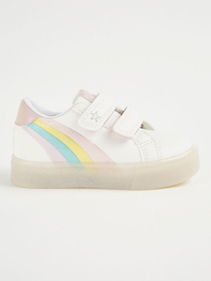 Easy On Rainbow Print Double Strap Light Up Trainers | Kids | George at ...