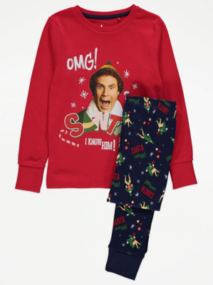 Buddy The Elf OMG! Santa Slogan Red Christmas Pyjamas | Kids | George ...