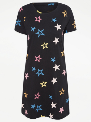 Black Star Print Night Dress | Sale & Offers | George at ASDA