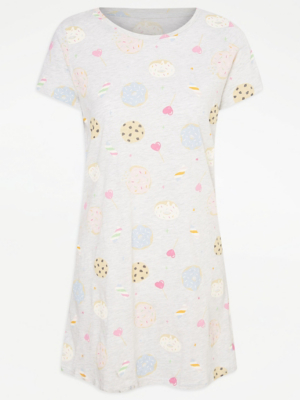 Grey Donut Print Night Dress | Sale & Offers | George at ASDA