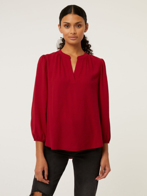 Red Plain Half Placket Blouse | Women | George at ASDA