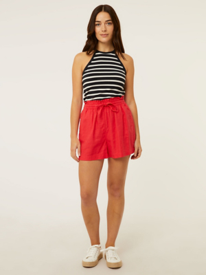 Red Red Tie Front Linen Blend Shorts | Sale & Offers | George at ASDA