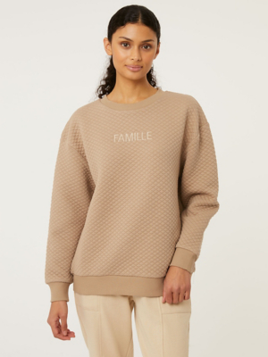 KIN Quilted Tan Famille Slogan Print Sweatshirt | Women | George at ASDA