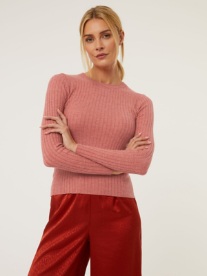Pink Ribbed Long Sleeve Jumper | Women | George at ASDA