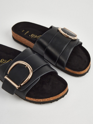 Black Buckled Cork Sandals | Women | George at ASDA