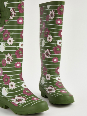 Khaki Floral Print Wellington Boots | Women | George at ASDA