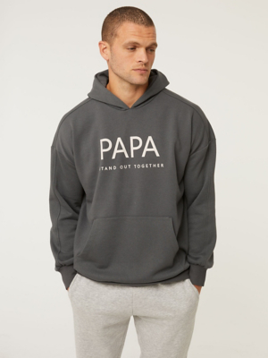 KIN Grey Papa Slogan Print Hoodie | Men | George at ASDA