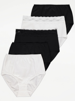 Lace Trim Full Briefs 5 Pack | Sale & Offers | George at ASDA