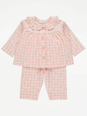 Pink Gingham Heart Collared Pyjamas | Baby | George at ASDA