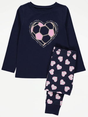 Navy Football Heart Pyjamas | Kids | George at ASDA