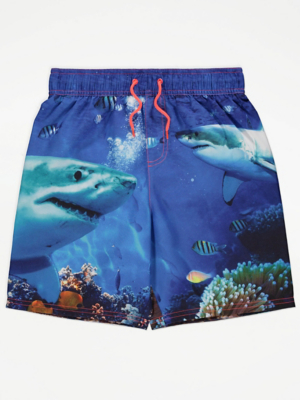 Navy Shark Print Swim Shorts | Kids | George at ASDA