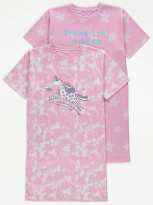 Pink Unicorn Star Nightdresses 2 Pack | Sale & Offers | George at ASDA