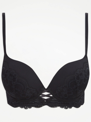 Entice Black Lace Plunge Bra | Women | George at ASDA