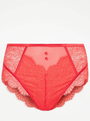 Entice Red Lace High Waisted Brazilian Knickers | Women | George at ASDA