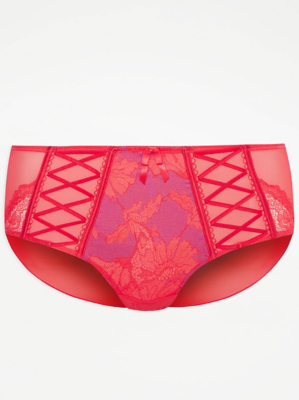 Entice Red Contrast Lace Short Knickers | Sale & Offers | George at ASDA