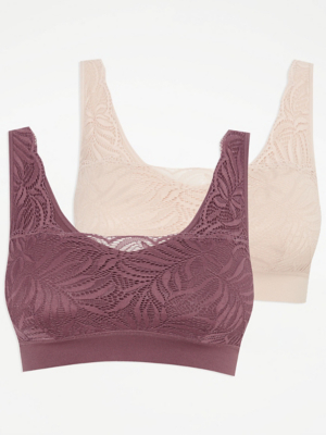 Mauve Lace Comfort Bras 2 Pack | Sale & Offers | George at ASDA