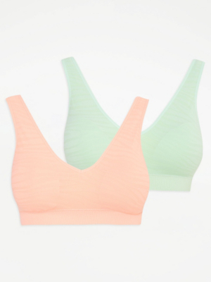 Zebra Texture V-Neck Comfort Bras 2 Pack | Sale & Offers | George at ASDA