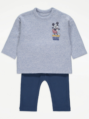 Disney Mickey Mouse Grey Soft Touch Top and Leggings Outfit | Baby ...