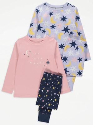 Pink Magic Moon and Stars Pyjamas 2 Pack | Sale & Offers | George at ASDA