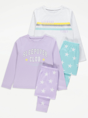 Lilac Sleepover Club Star Print Pyjamas 2 Pack | Sale & Offers | George ...