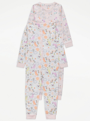 Pink Bunny Print Onesies 2 Pack | Kids | George at ASDA