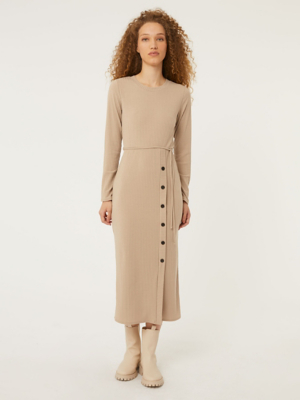 Neutral Ribbed Column Midi Dress | Women | George at ASDA