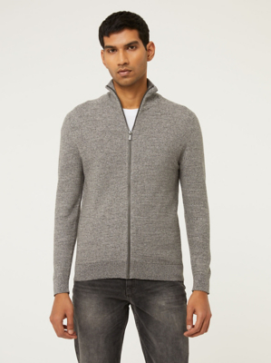 Grey Textured Knitted Zip Up Jacket | Men | George at ASDA