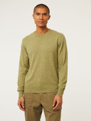 Olive Green Slub Crew Neck Knitted Jumper | Men | George at ASDA