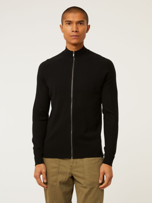 Black Knitted Zip Up Jumper | Men | George at ASDA