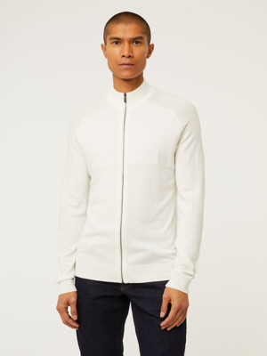 White Knitted Zip Up Jumper | Sale & Offers | George at ASDA