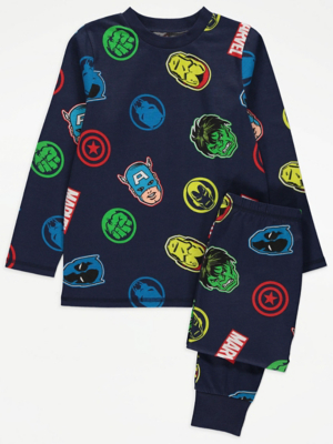Marvel Character Print Long Sleeve Navy Pyjamas | Sale & Offers ...
