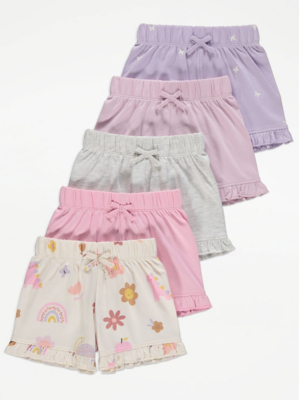 Purple Flower Pastel Shorts 5 Pack | Baby | George at ASDA
