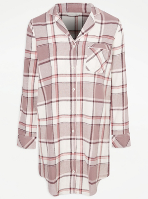 Burgundy Checked Woven Nightshirt | Women | George at ASDA