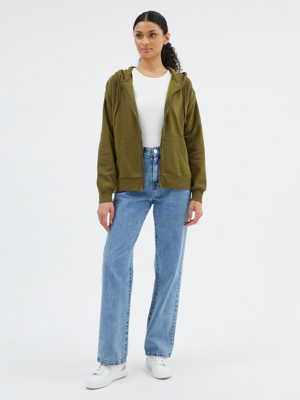 Khaki Basic Zip Through Hoodie | Women | George at ASDA