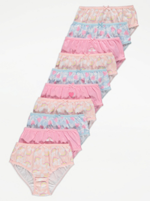 Pink Rainbow Print Briefs 10 Pack | Kids | George at ASDA
