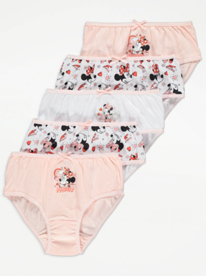 Disney Mickey and Minnie Mouse Print Pink Briefs 5 Pack | Kids | George ...