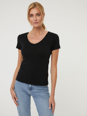 Black Basic V Neck Top | Women | George at ASDA