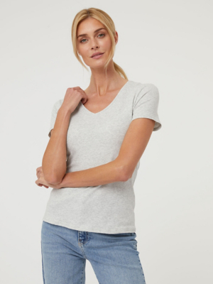 Grey Basic V Neck Top | Women | George at ASDA